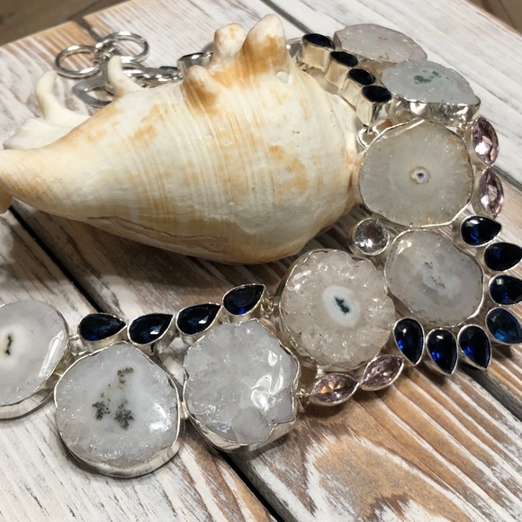 Jewelry | Natural Solar Quartz Sapphire Bib Wsqbib43633 | Poshmark